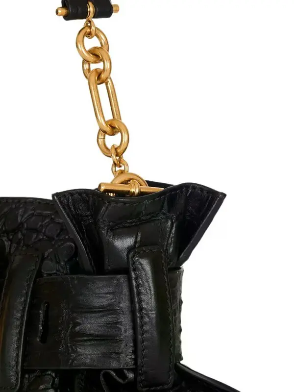 Balmain Anthem Mini Crocodile-effect Shoulder Bag