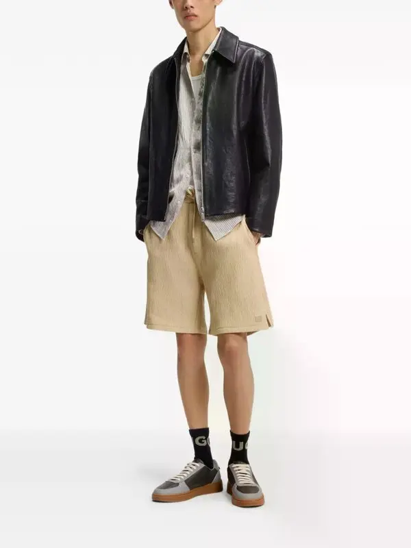 Hugo Crinkle-effect Drawstring Track Shorts - Neutrals