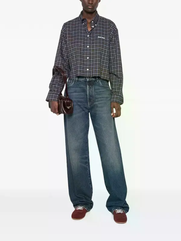 Miu Miu Check-print Logo-patch Shirt