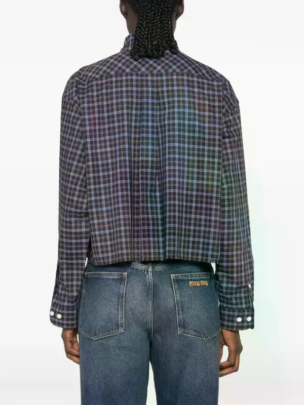 Miu Miu Check-print Cropped Button-down Shirt
