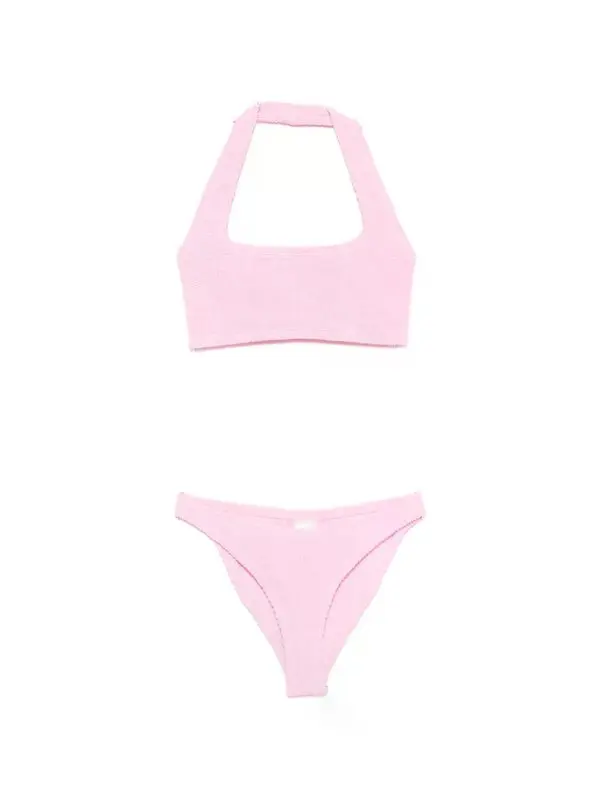 Hunza G Sandy Crinkle-effect Bikini - Pink