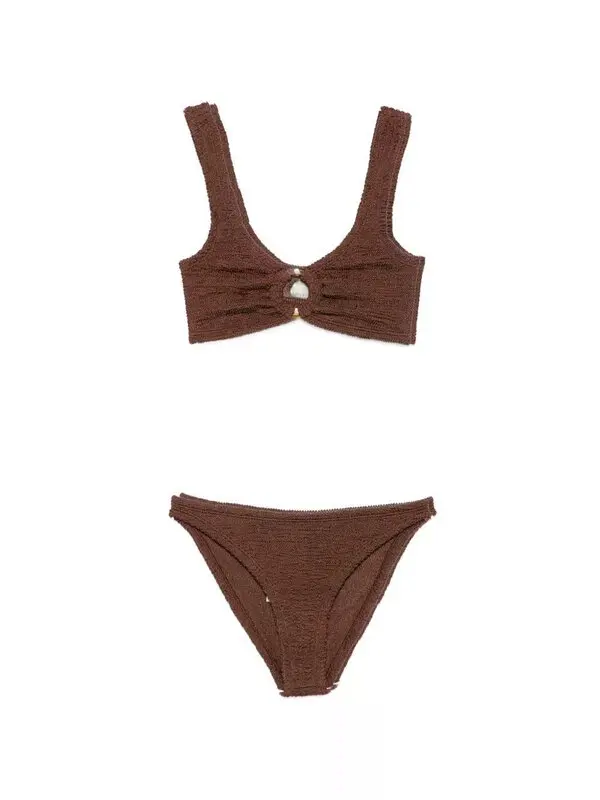 Hunza G Julia Metallic Crinkle Bikini - Brown