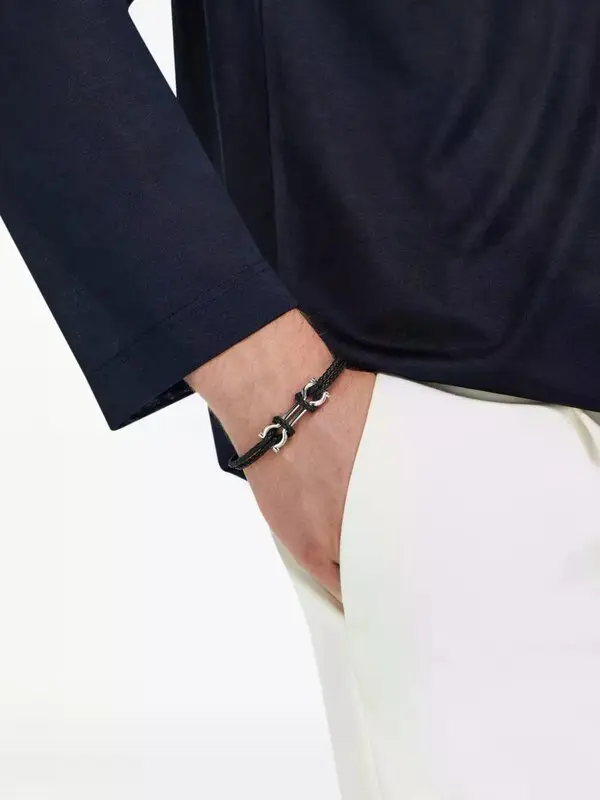 FERRAGAMO Gancini Braided-leather Bracelet