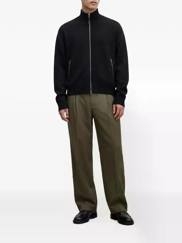 TOM FORD Leather-patch Zip-up Cardigan