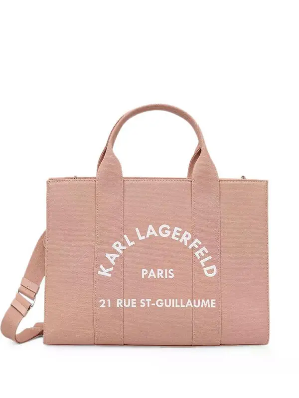 Karl Lagerfeld Logo Print Canvas Tote Bag - Pink