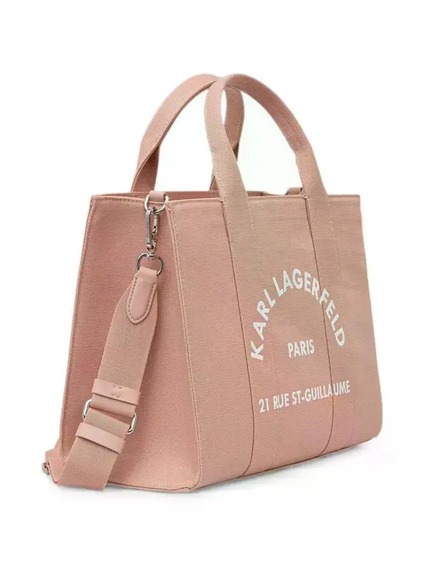 Karl Lagerfeld Logo Print Canvas Tote Bag - Pink