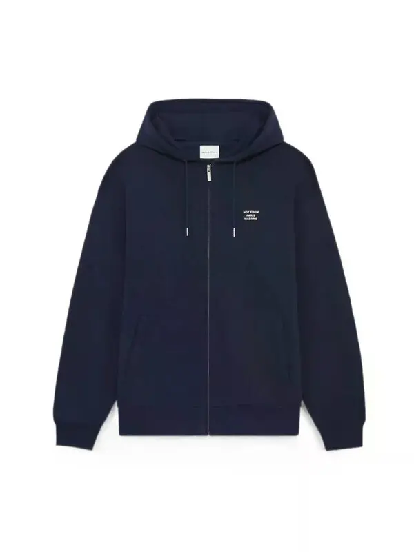 Drole De Monsieur Logo-print Zip-up Hoodie - Blue