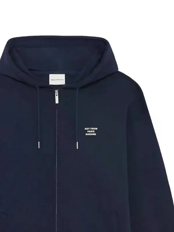 Drole De Monsieur Logo-print Zip-up Hoodie - Blue