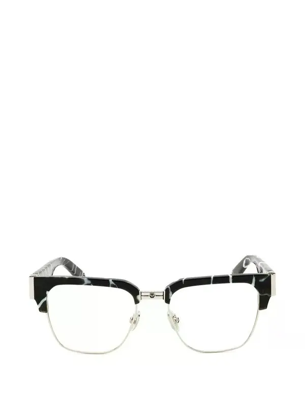 Philipp Plein Rectangle Half Rim Eyeglasses - Black