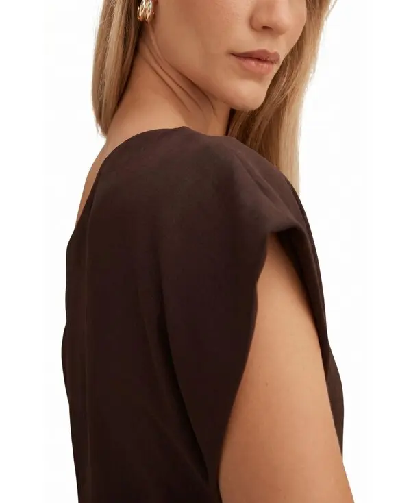 EVER NEW Danielle Asymmetrical Neck Mini Dress - Chocolate