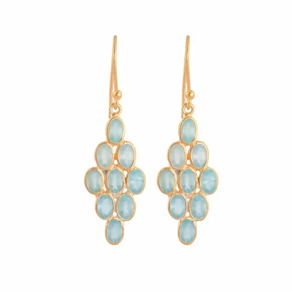 OPIUM JEWELS Gold Plated Vermeil Blue Night Star Jali Drops With Apatite - Gold/blue