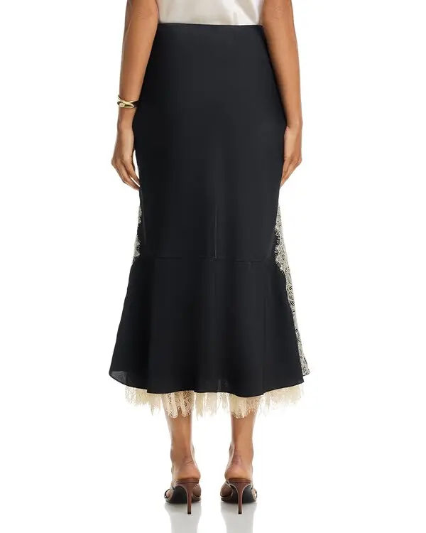Cinq À Sept Esme Satin Skirt With Lace Detail