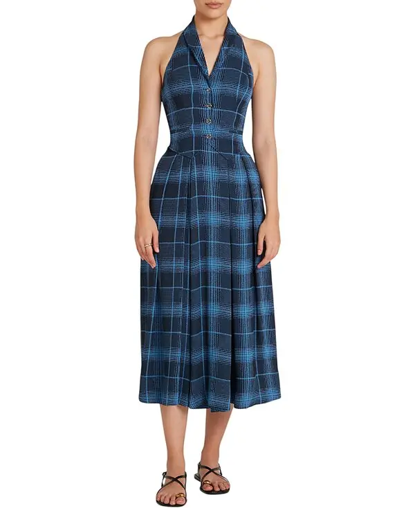 TEMPERLEY LONDON Plath Checked Halterneck Midi Dress