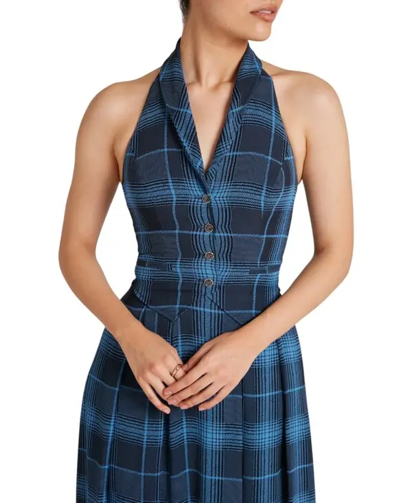 TEMPERLEY LONDON Plath Checked Halterneck Midi Dress