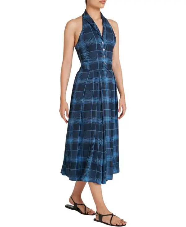 TEMPERLEY LONDON Plath Checked Halterneck Midi Dress