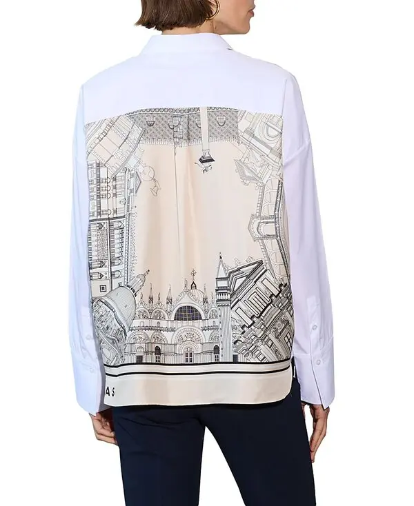 CALLAS MILANO Sirene Poplin Shirt With Venice Print Detail - Travertine/white