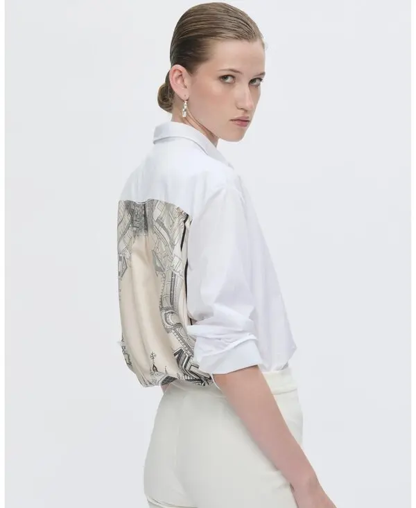 CALLAS MILANO Sirene Poplin Shirt With Venice Print Detail - Travertine/white