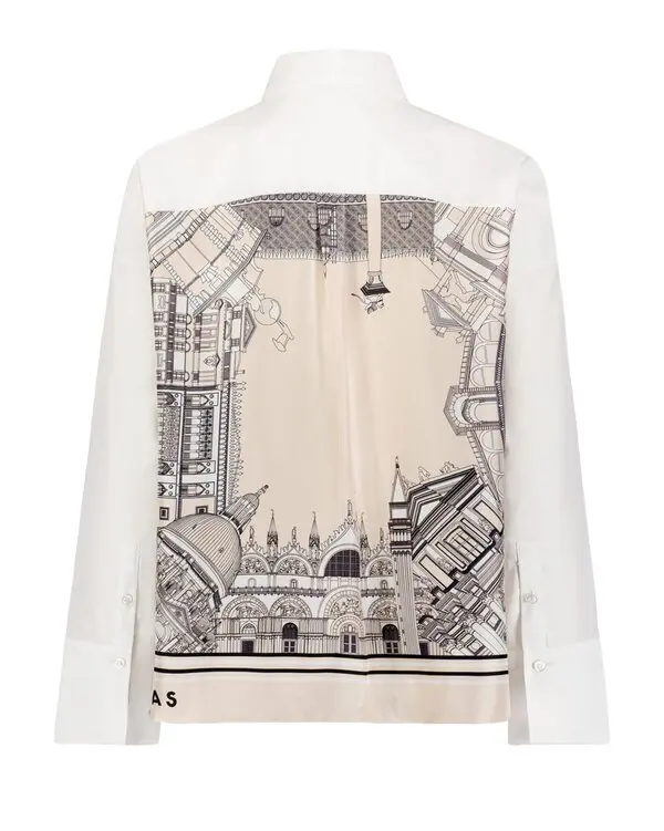 CALLAS MILANO Sirene Poplin Shirt With Venice Print Detail - Travertine/white