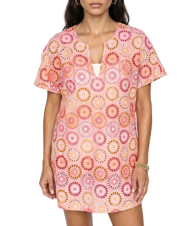 HERMOZA Joyce Tunic Dress In Coral Multi - Multi Coral