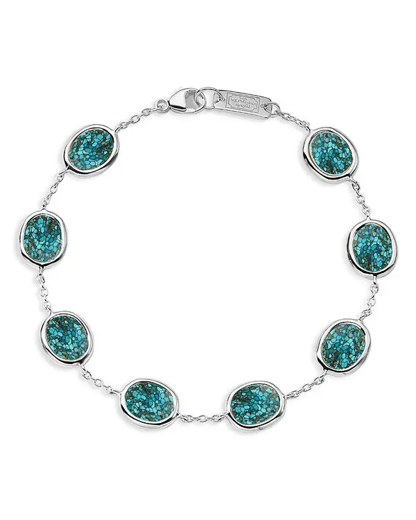 Ippolita Sterling Polished Rock Candy Turquoise Mini Oval Slice Chain Bracelet - Silver