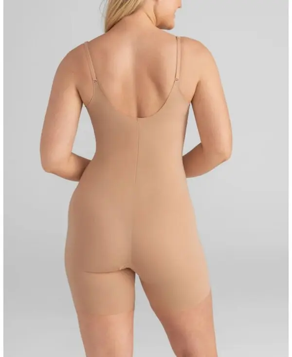 HONEYLOVE Open Bust Mid-thigh Bodysuit - Sand