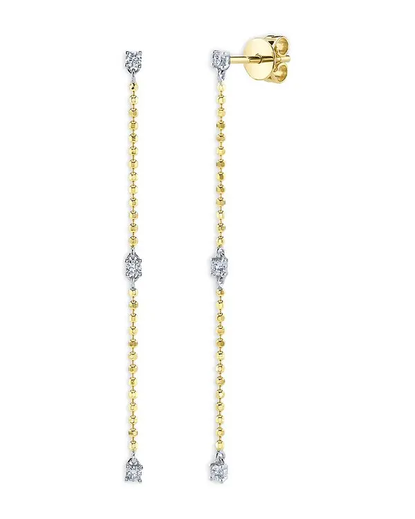 MOON & MEADOW 14k White And Yellow Gold Diamond Linear Drop Earrings - White/gold