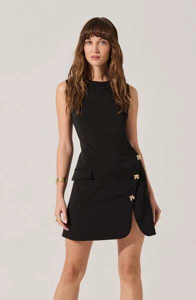 Astr The Label Nixie Tailored Split Skirt Dress - Black