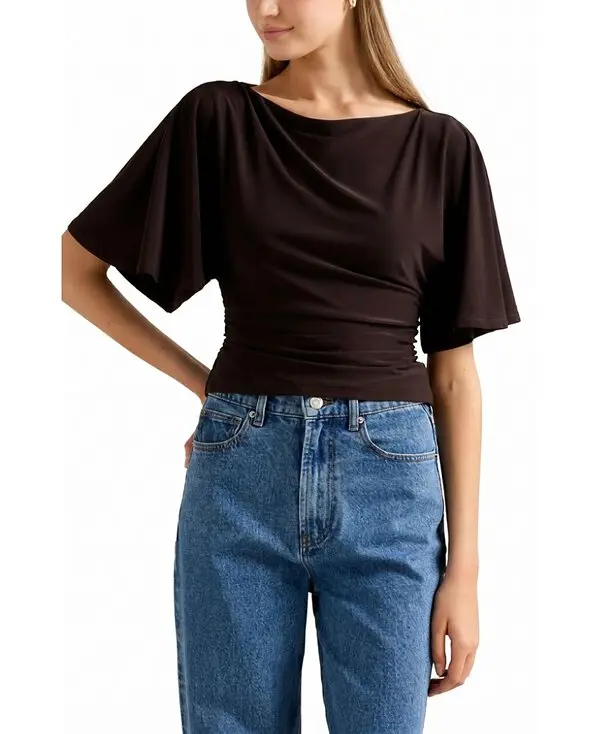EVER NEW Paige Flutter Sleeves Tie Back Top
