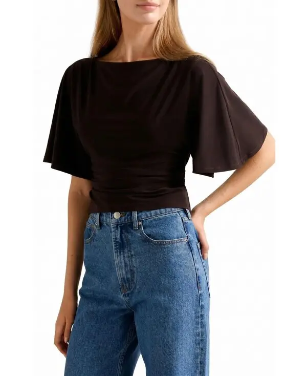 EVER NEW Paige Flutter Sleeves Tie Back Top