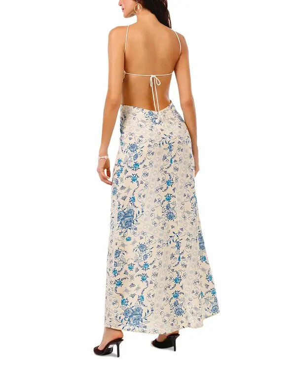 Agua Bendita Indira Bleu Halter Maxi Dress