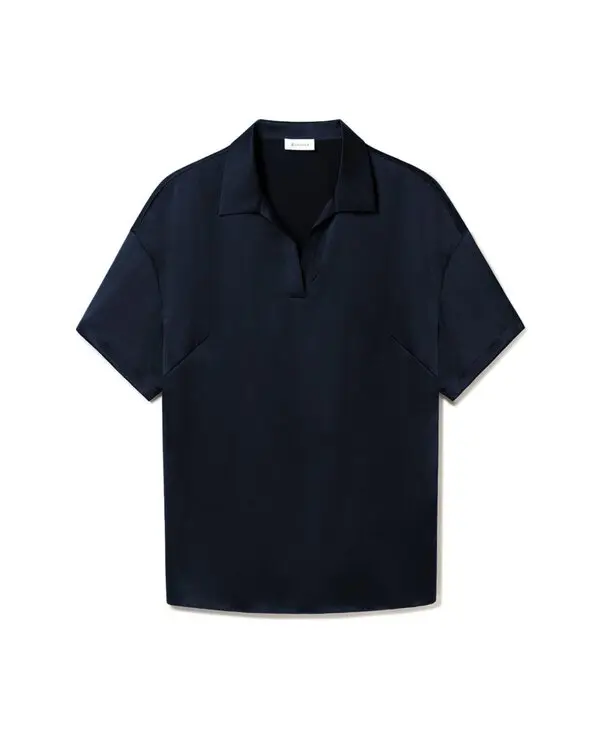 Lilysilk Washable Silk Charmeuse Polo Top