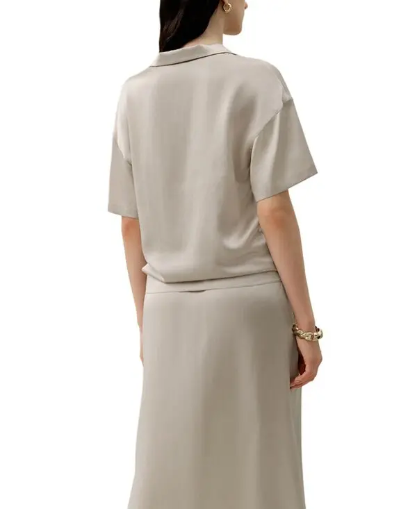 Lilysilk Washable Silk Charmeuse Polo Top