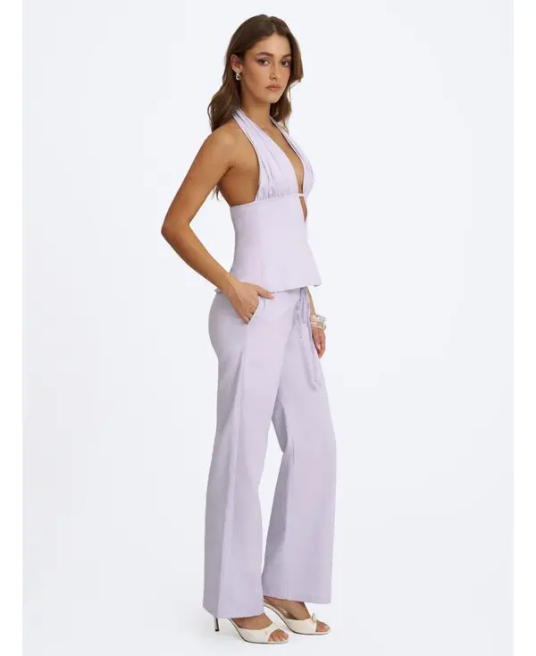 MISS CIRCLE NEW YORK Laureen Linen Straight Pants