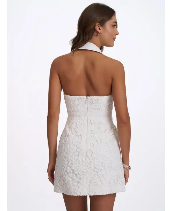 MISS CIRCLE NEW YORK Ignacia Cotton Lace Halter A-line Mini Dress