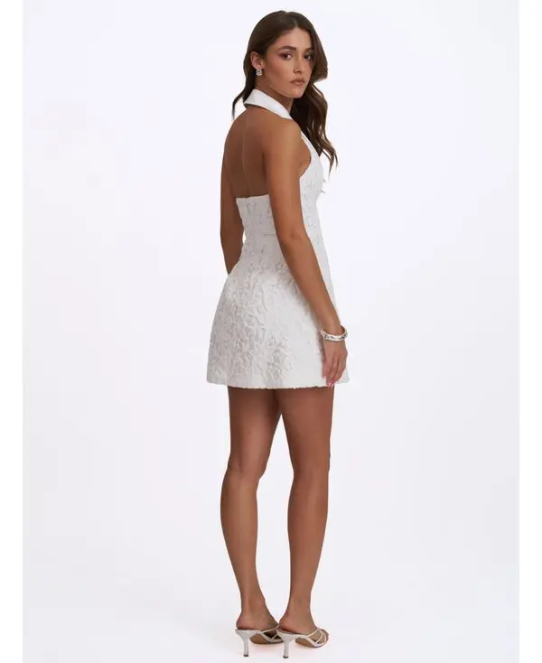 MISS CIRCLE NEW YORK Ignacia Cotton Lace Halter A-line Mini Dress