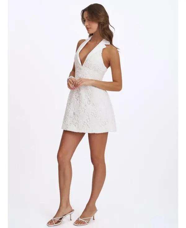 MISS CIRCLE NEW YORK Ignacia Cotton Lace Halter A-line Mini Dress