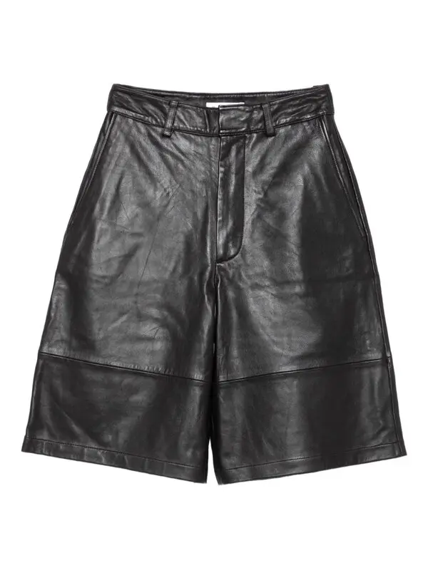 THE FRANKIE SHOP Leather Bermuda Shorts - Brown