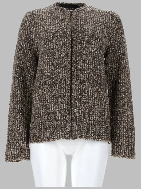 Fabiana Filippi Textured Wool-blend Jacket With Silk And Cashmere - Beige