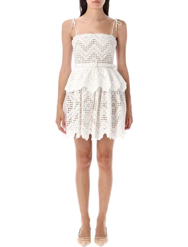 SELF-PORTRAIT Broderie Mini Dress - White