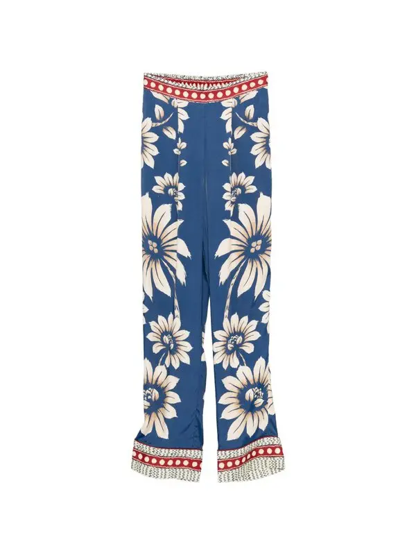 Farm Rio Luna Paint Straight Leg Trousers - Navy