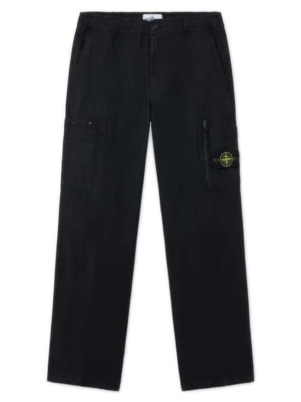 Stone Island Paneled Cargo Pants With Drawstring Cuffs - Nero