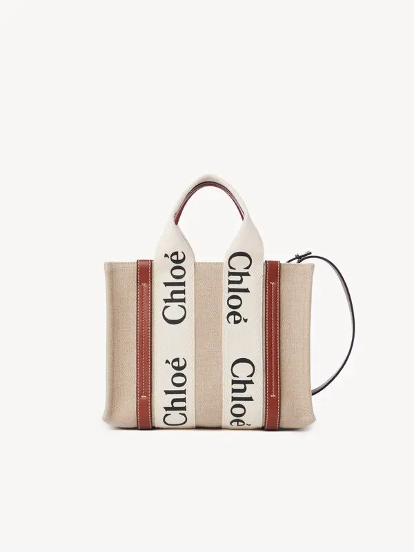 Chloé Linen Mini Tote Bag With Removable Adjustable Strap - Bianco