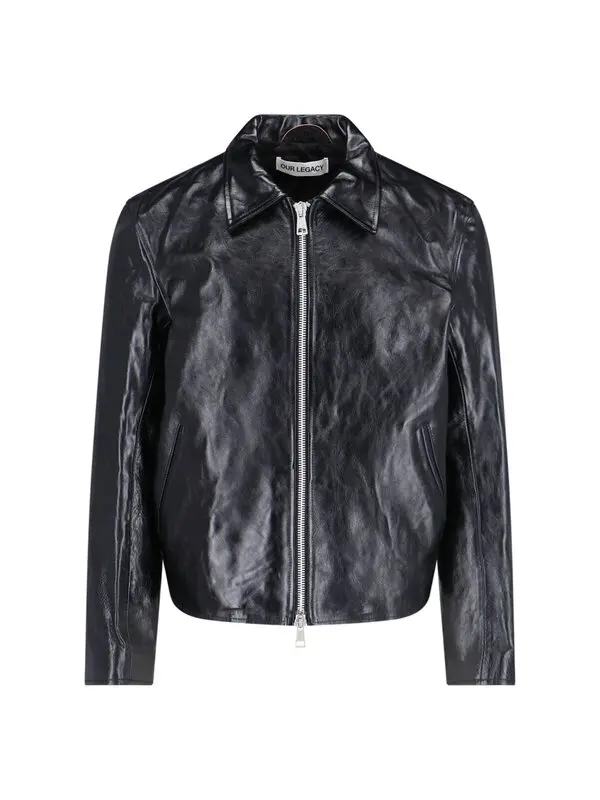 Our Legacy Cow Leather Zip-up Jacket - Black