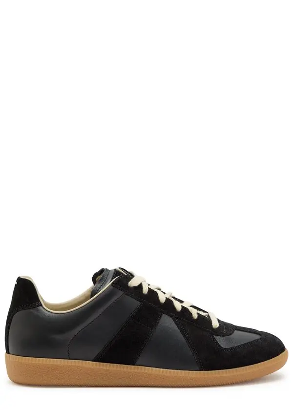MAISON MARGIELA Replica Panelled Leather Sneakers - Black
