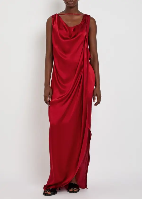 MAISON MARGIELA Draped Satin Maxi Dress