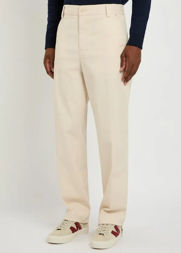 Moncler Straight-leg Stretch-cotton Trousers - Cream