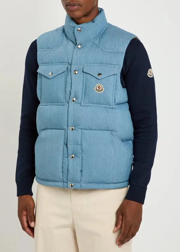 Moncler Logo-appliquéd Padded Denim Gilet