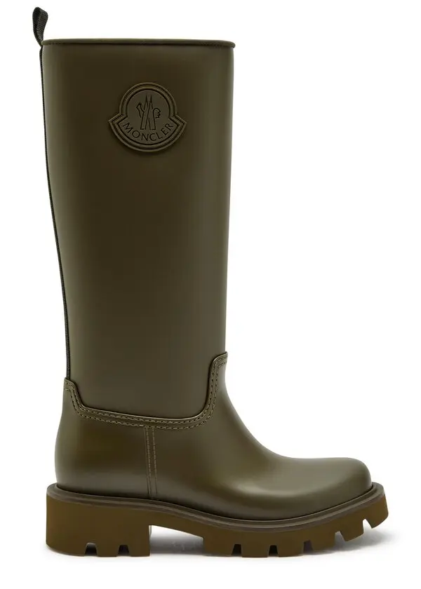 Moncler Kickstream High Rubber Wellington Boots - Khaki