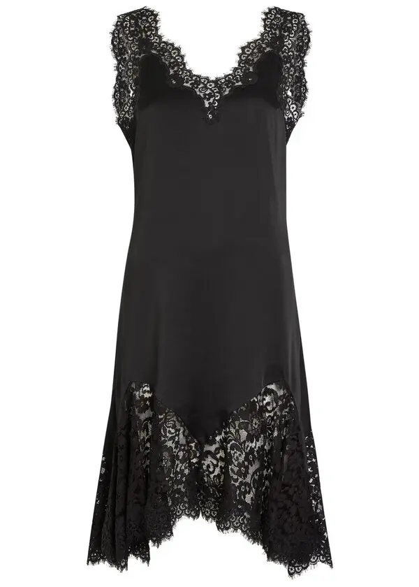 Stella McCartney Lace-trim Satin Mini Dress - Black