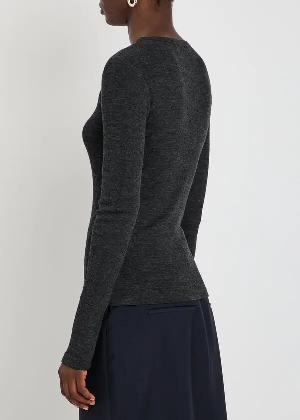 RÓHE Melange Knit Long Sleeve Wool Top
